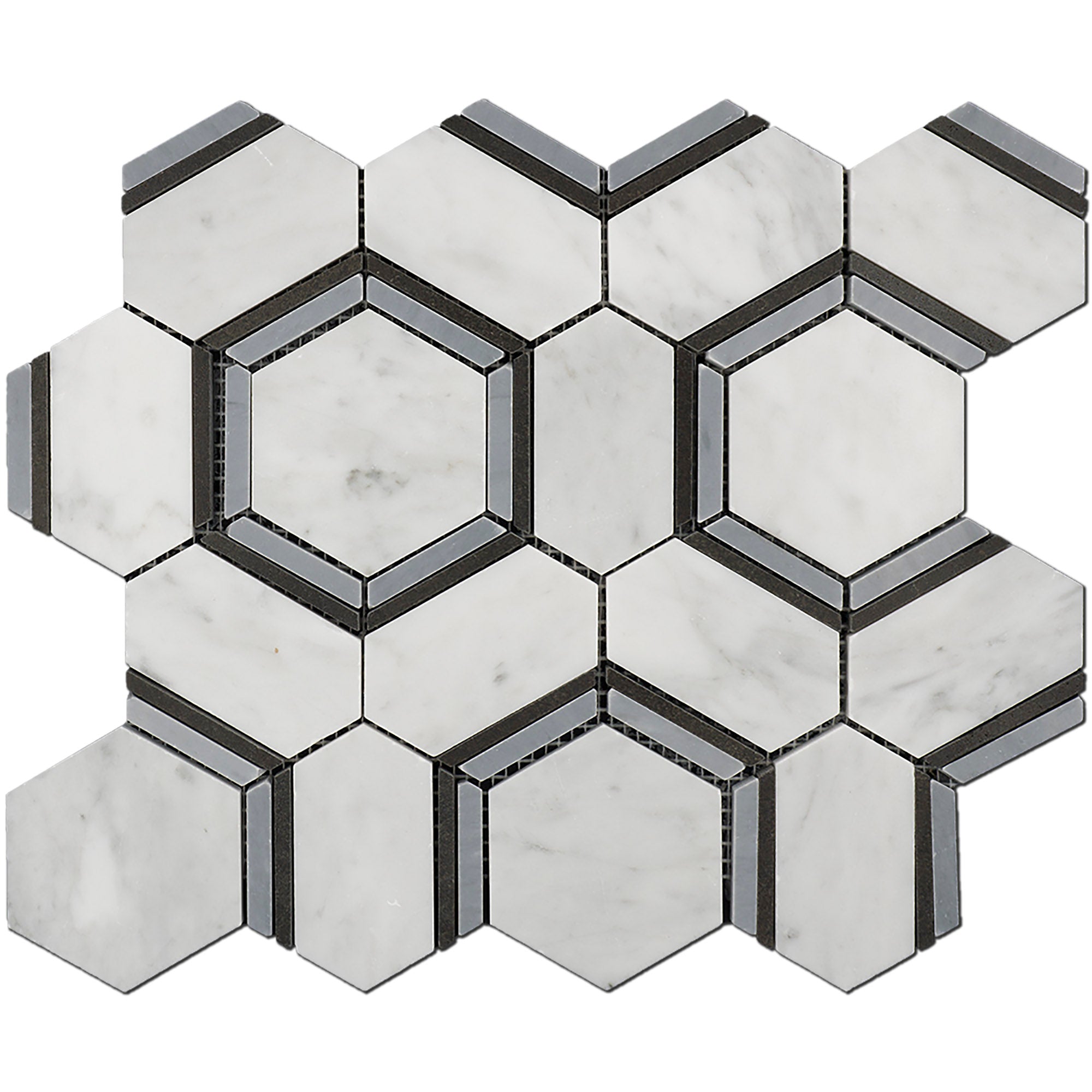 Carrara Bardiglio Basalt Hexagon Combo Marble Polished 10 X 12 3 carrara-bardiglio-basalt-hexagon-combo-marble-polished-10-x-12-3