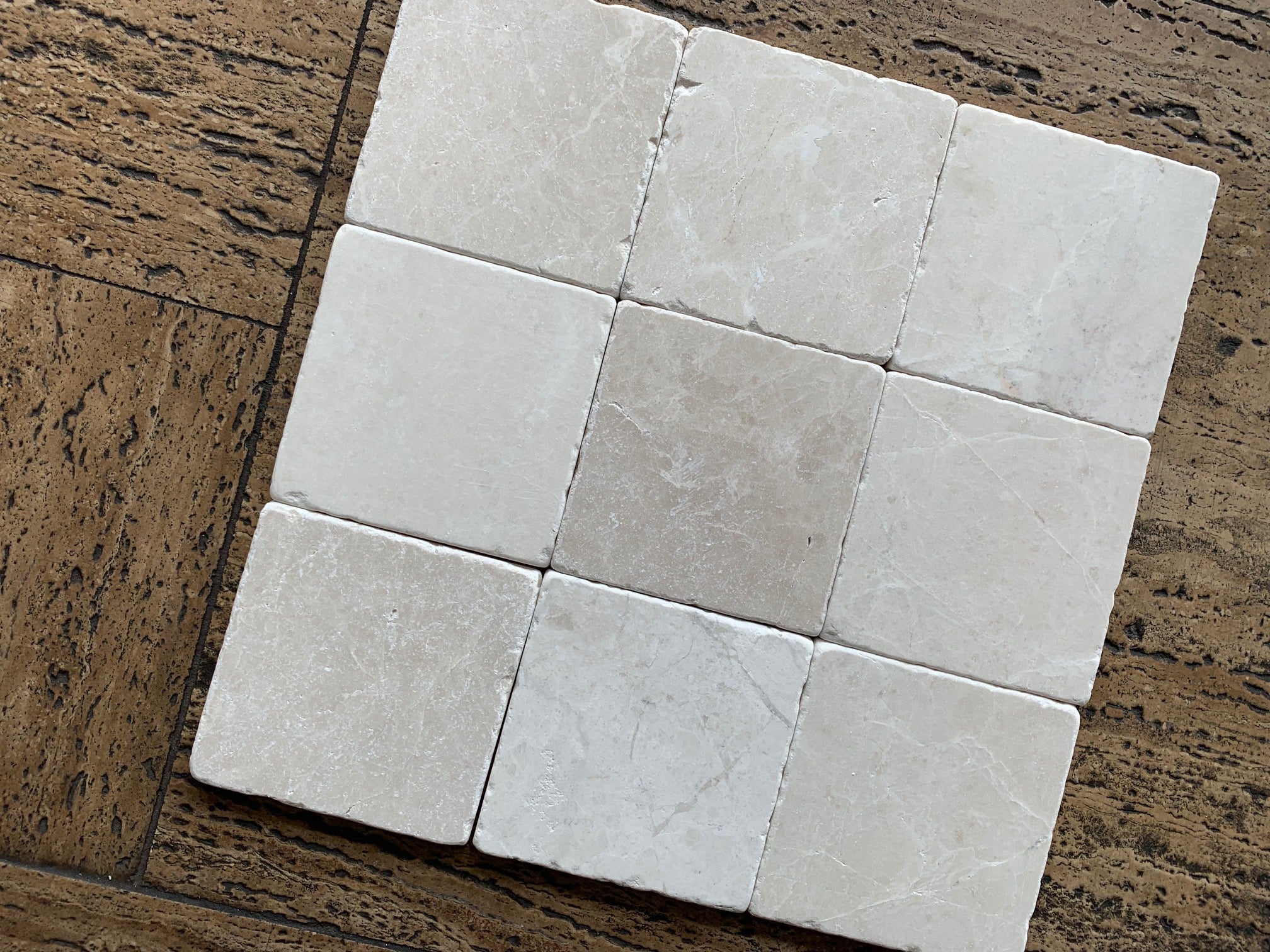 Azulejo de mármol crema blanco noble de 6 x 6 3/8 envejecido – MM Tile ...