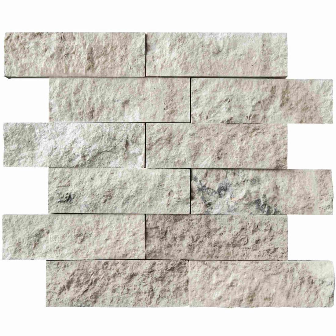 Tundra Gray Marble Split Faced Brick Mosaic Tile 2x6" – MM Tile And Stone